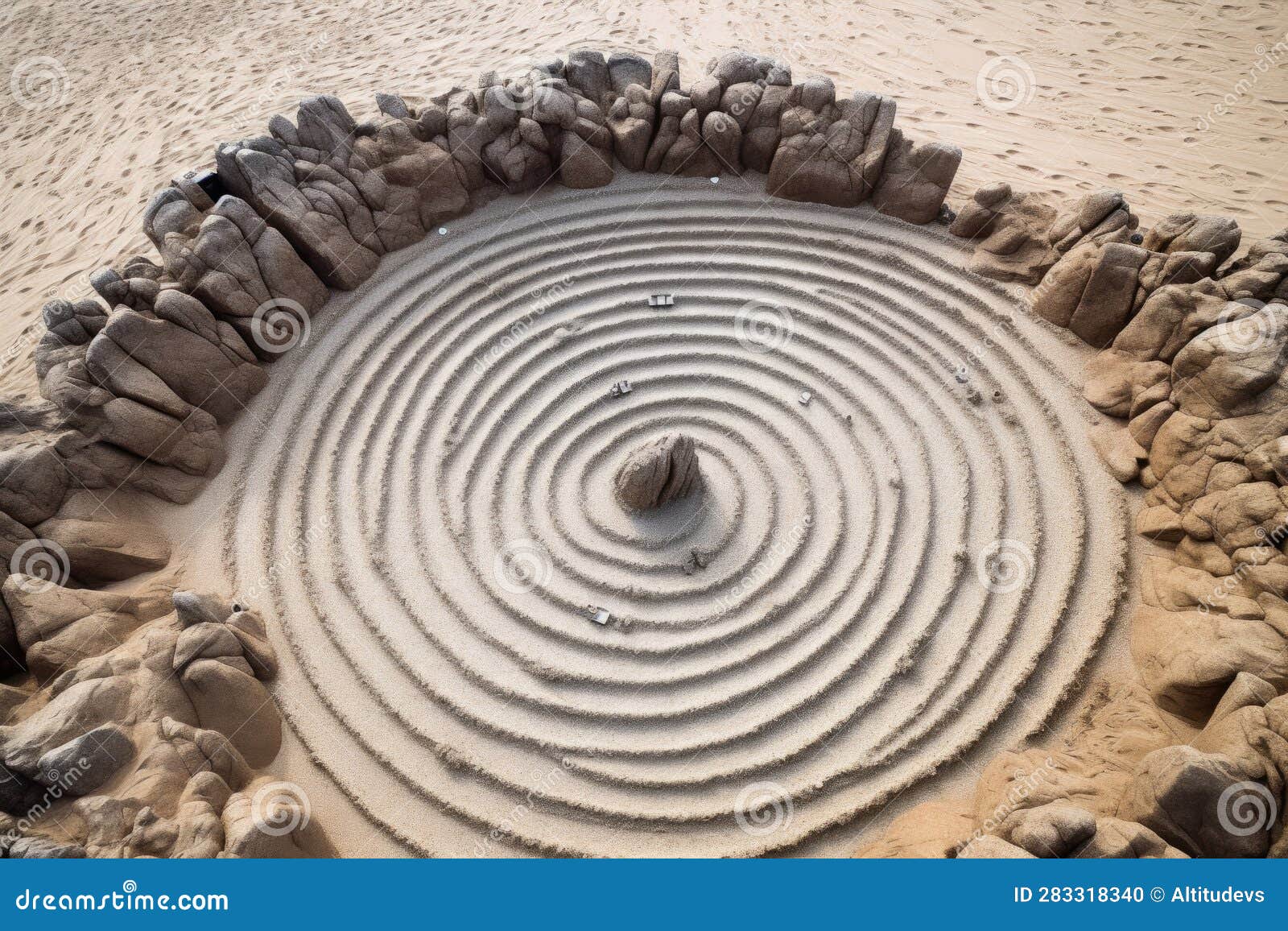 Top View of Spiral Rock Arrangement on Sand Stock Illustration ...
