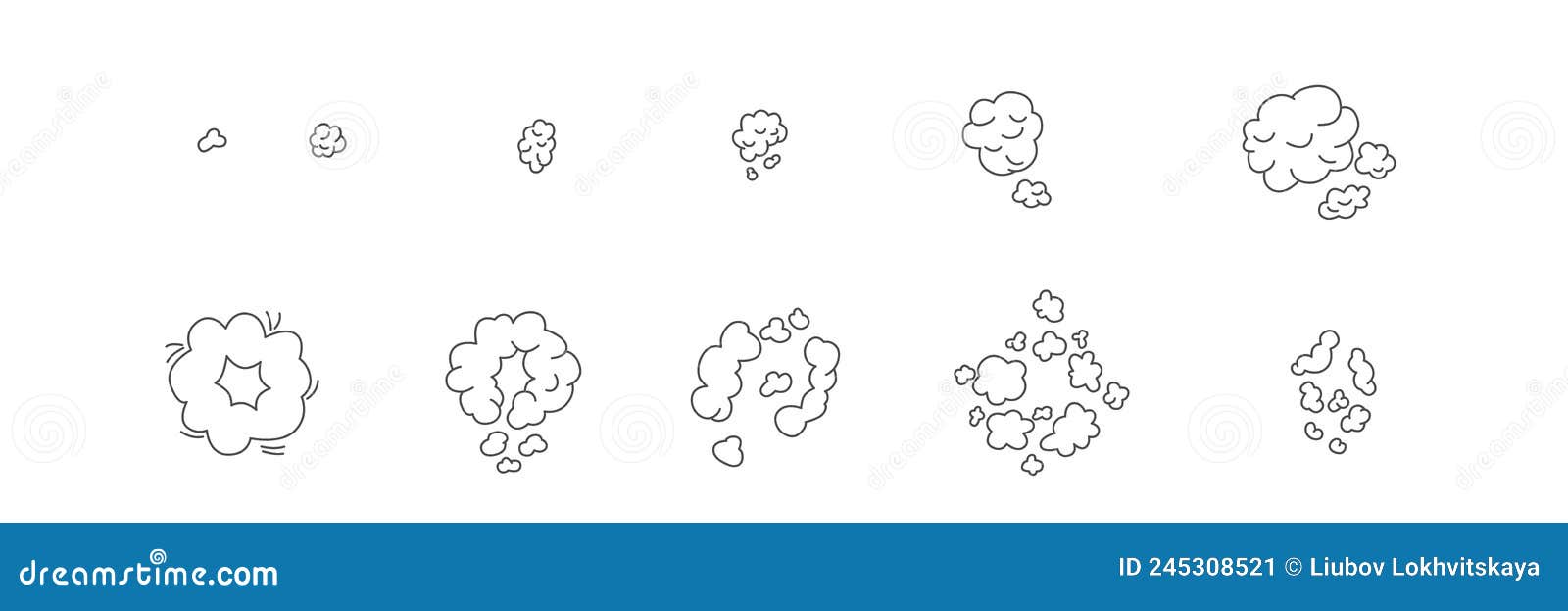 Top View Sprite Explosion Editable Stroke Set. Vector Stock ...