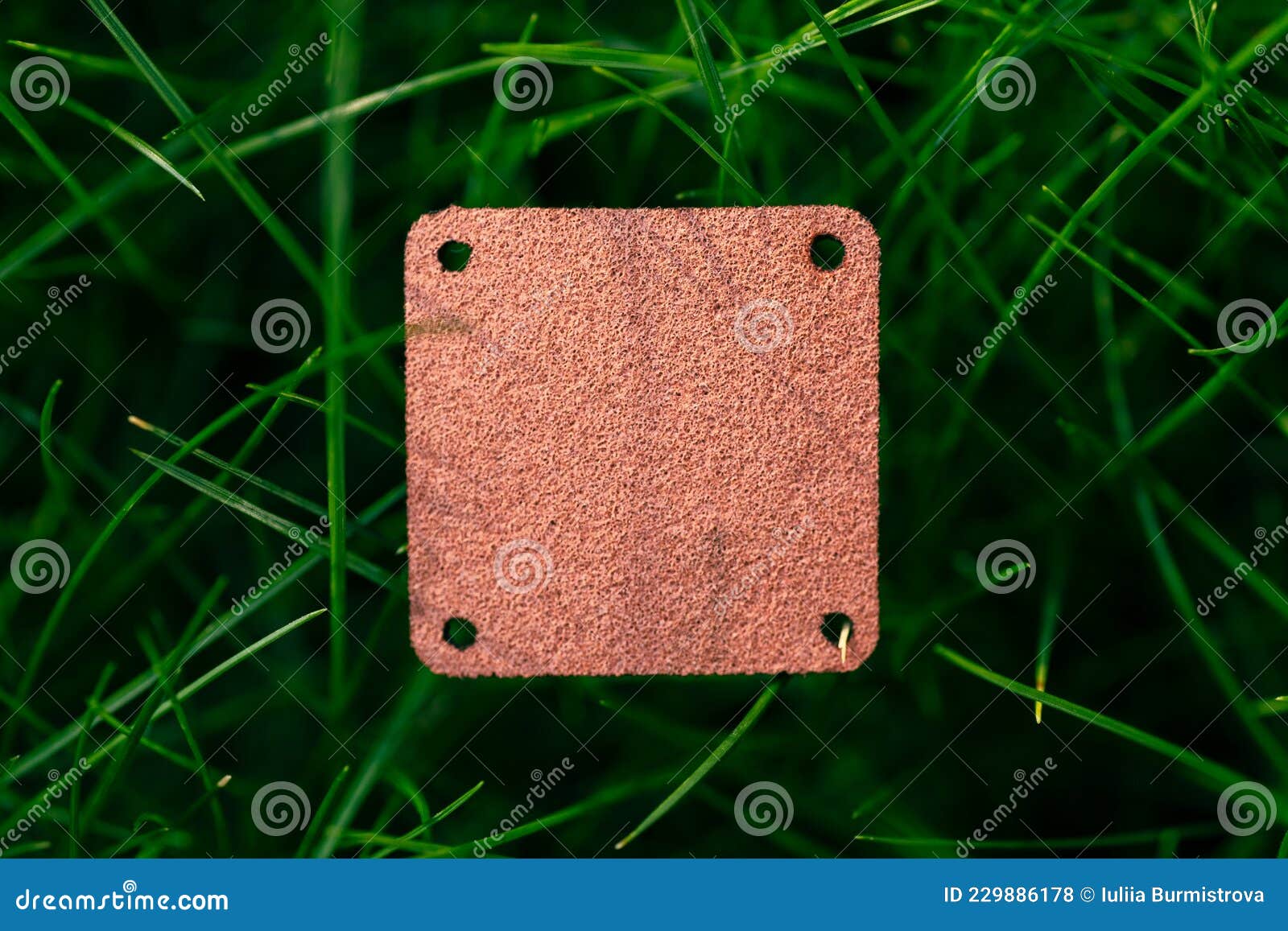 Top View of Square Brown Leather Patch for Clothing Creative Layout of ...