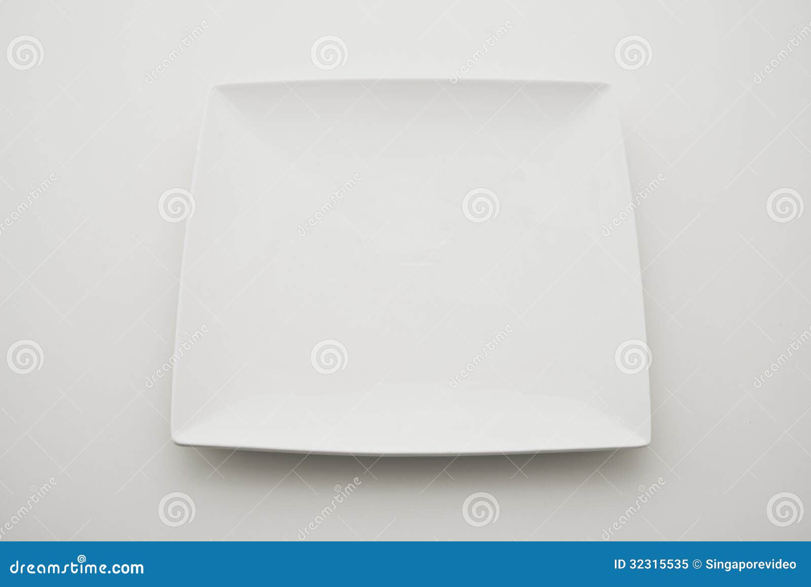 Top View Square Porcelain Plate on White Background at Angle Stock ...