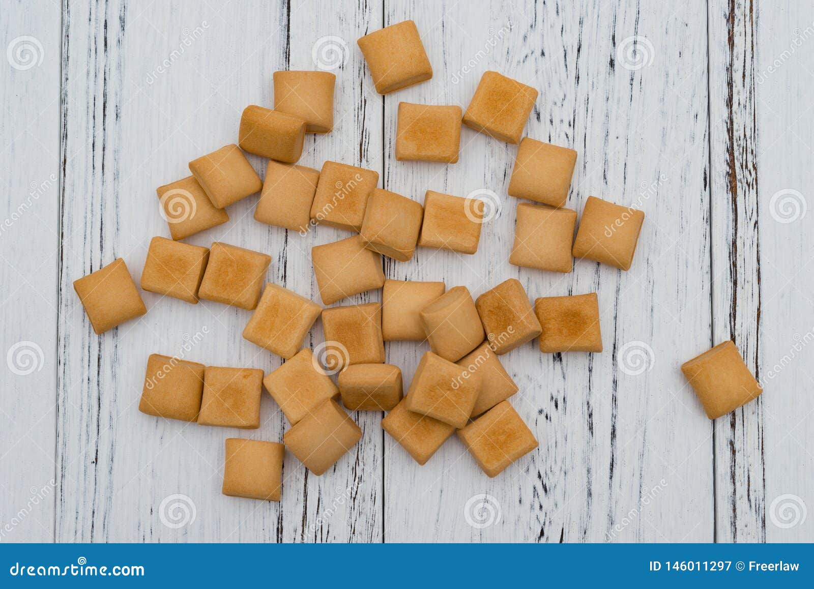Square Shape Biscuit on White Wood Stock Image - Image of crunch ...