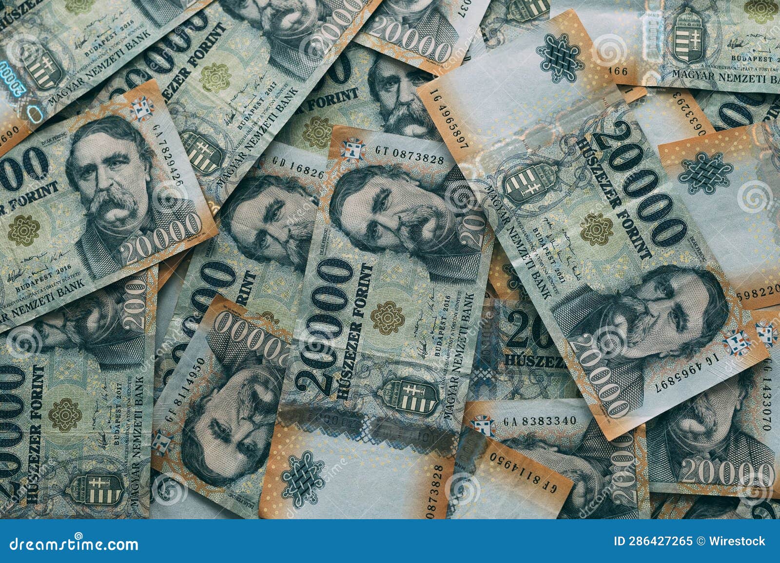 Top View of a Stack of Hungarian Forint Banknotes Stock Image - Image ...