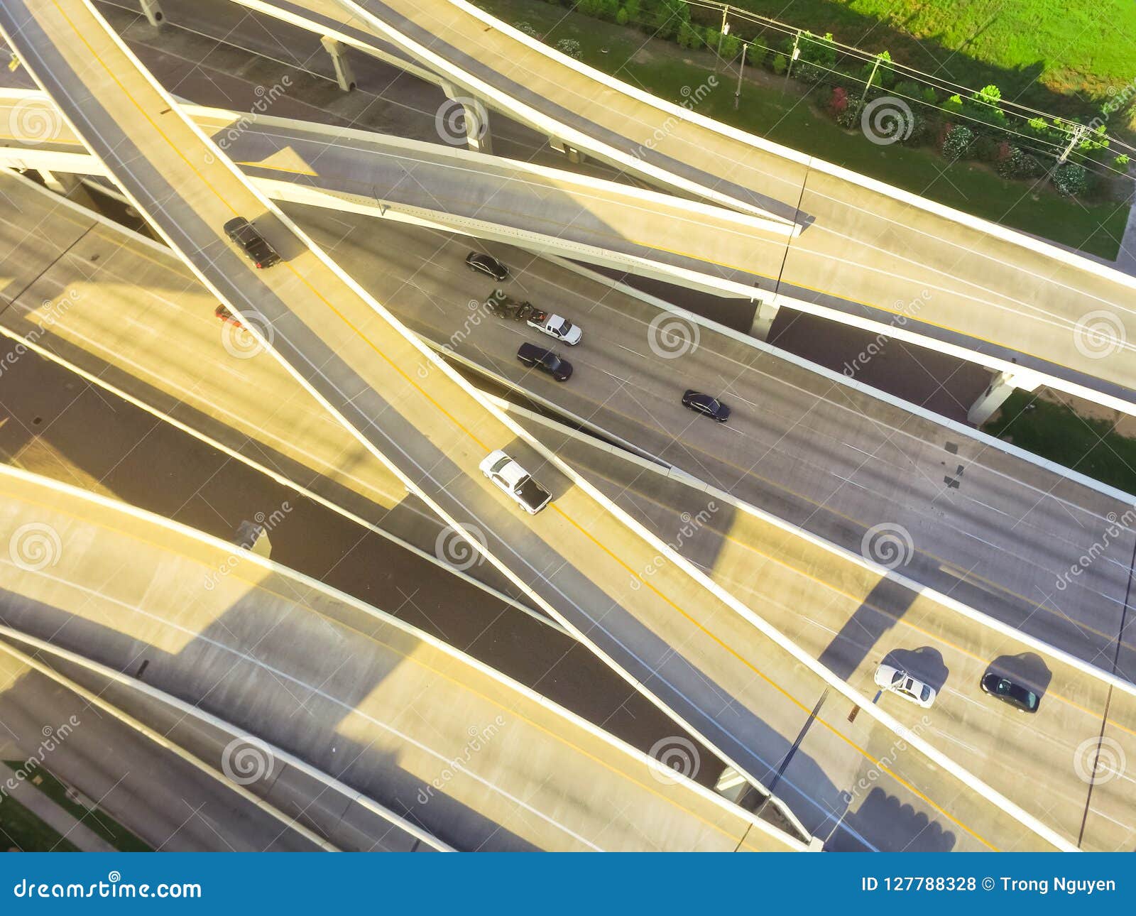 Top View Stack Interchange Viaduct Expressway in Houston, Texas, USA ...