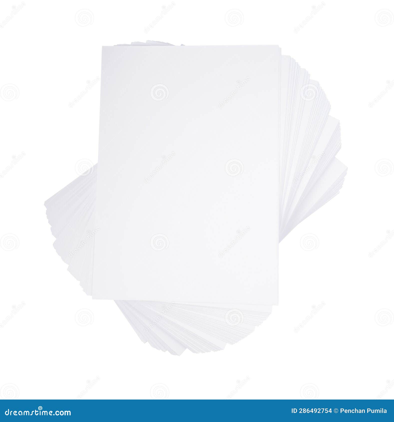 The Top View of Stack A4 Size Blank Paper Isolated on White Background ...