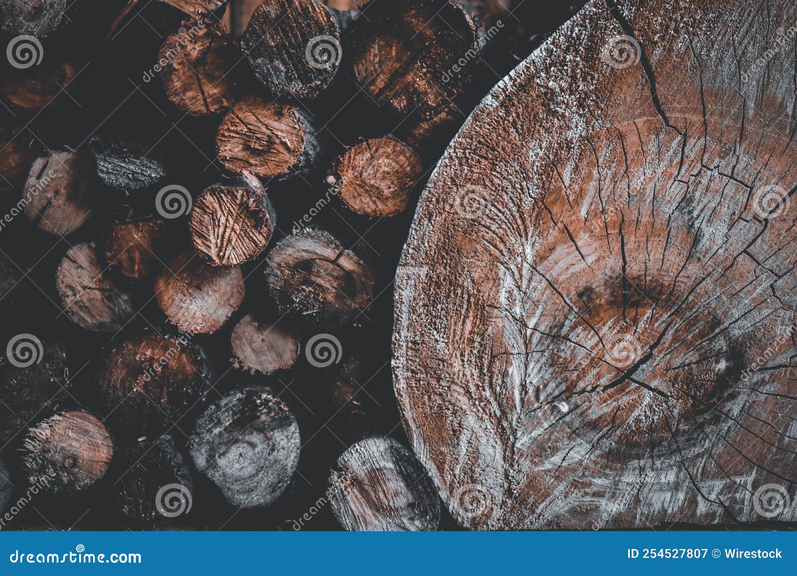 Top View of Stacked Cut Tree Trunks Stock Image - Image of background ...