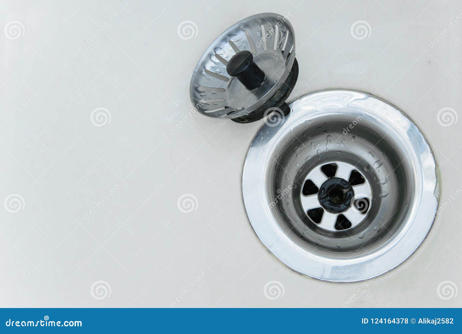 Top View of Stainless Sink Strainer Stock Photo - Image of droplets ...
