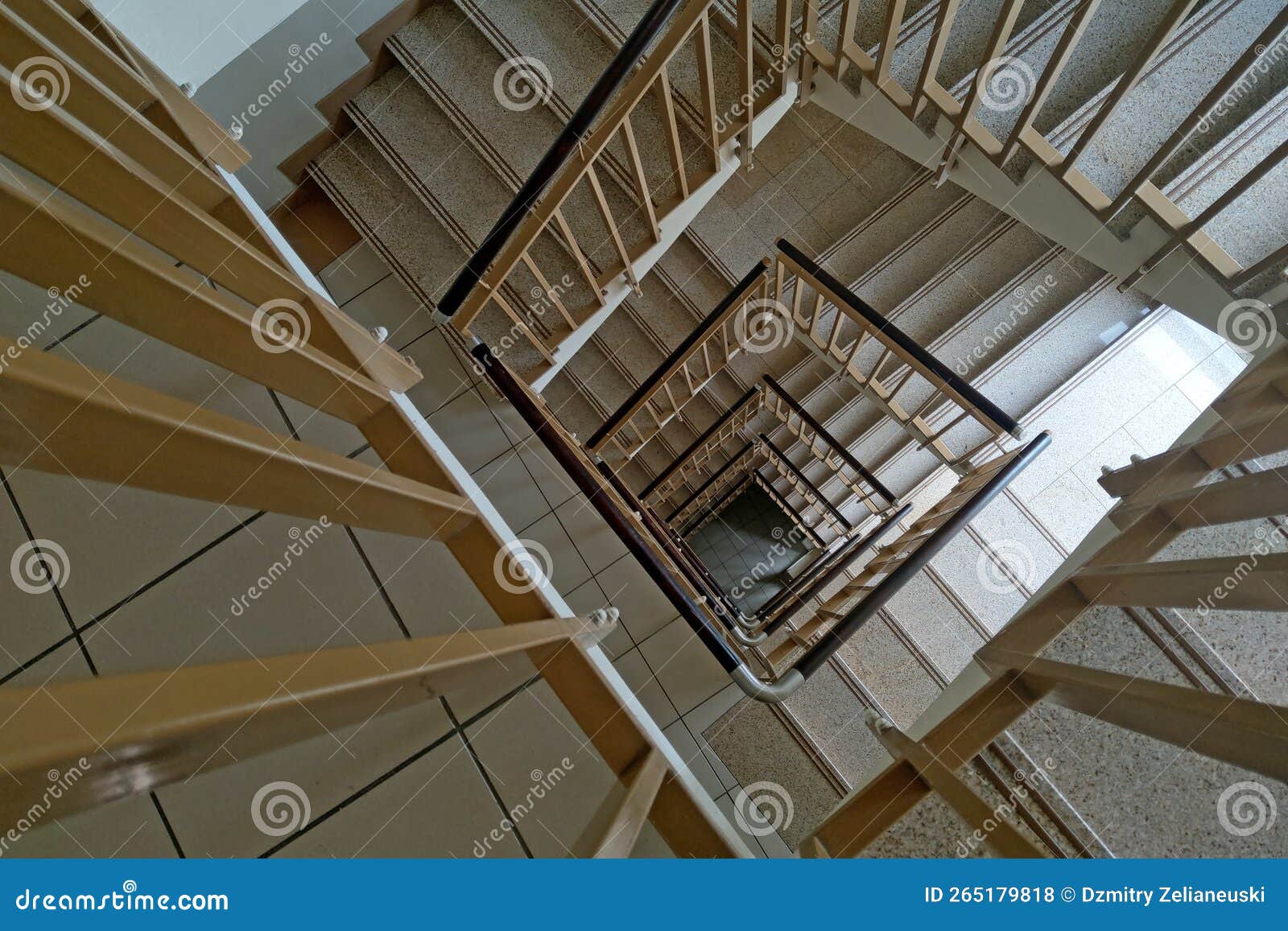 Top View of the Stairs in the Building. Apartment House. Stock Photo ...