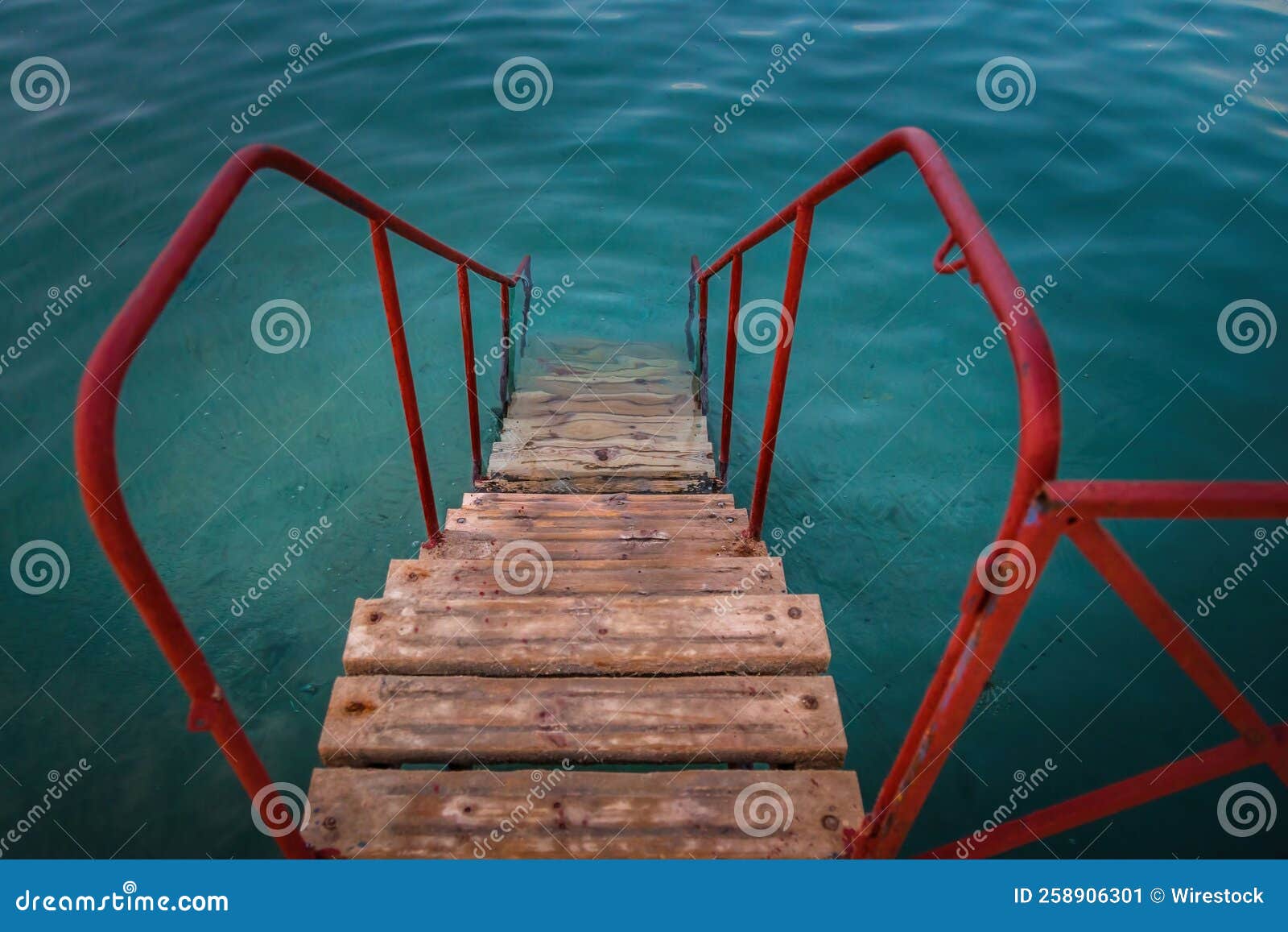 Top View of the Stairs in the Sea Stock Image - Image of steps, pier ...