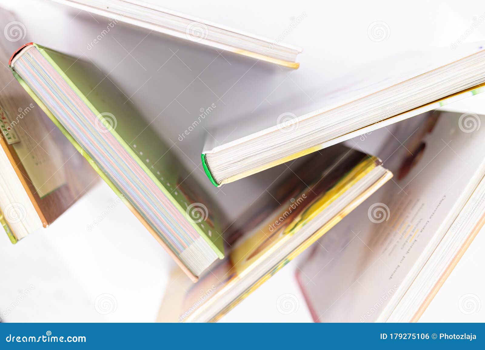 Top View of Standing Books Above White Background with Copy Space Stock ...