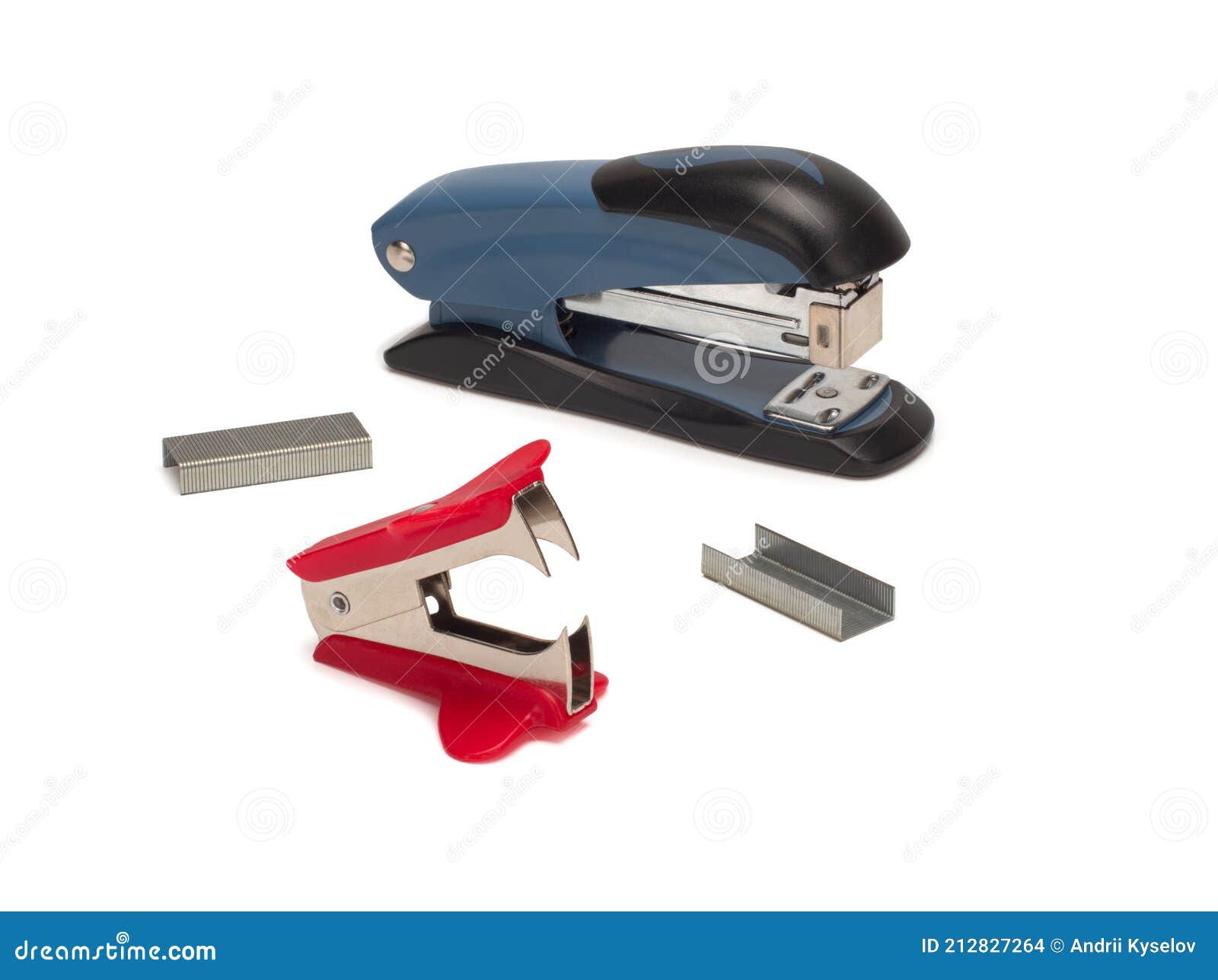 Top View of Stapler, Staple Remover and Staples Isolate on White ...