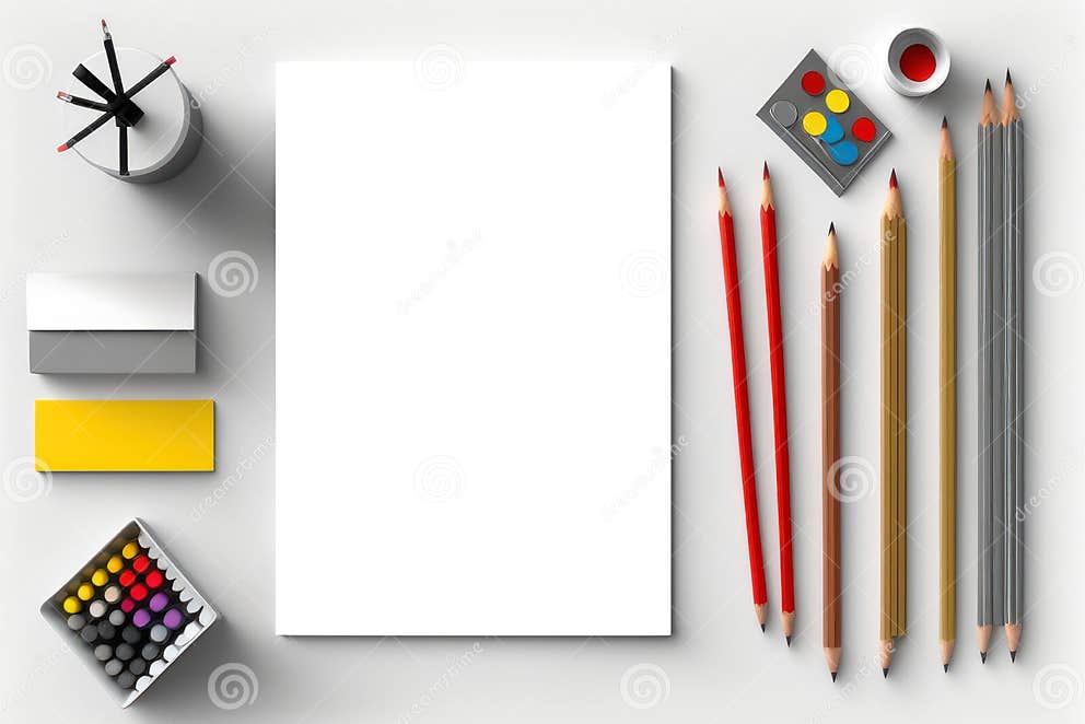 Top View of Stationary Object on White Background Stock Illustration ...