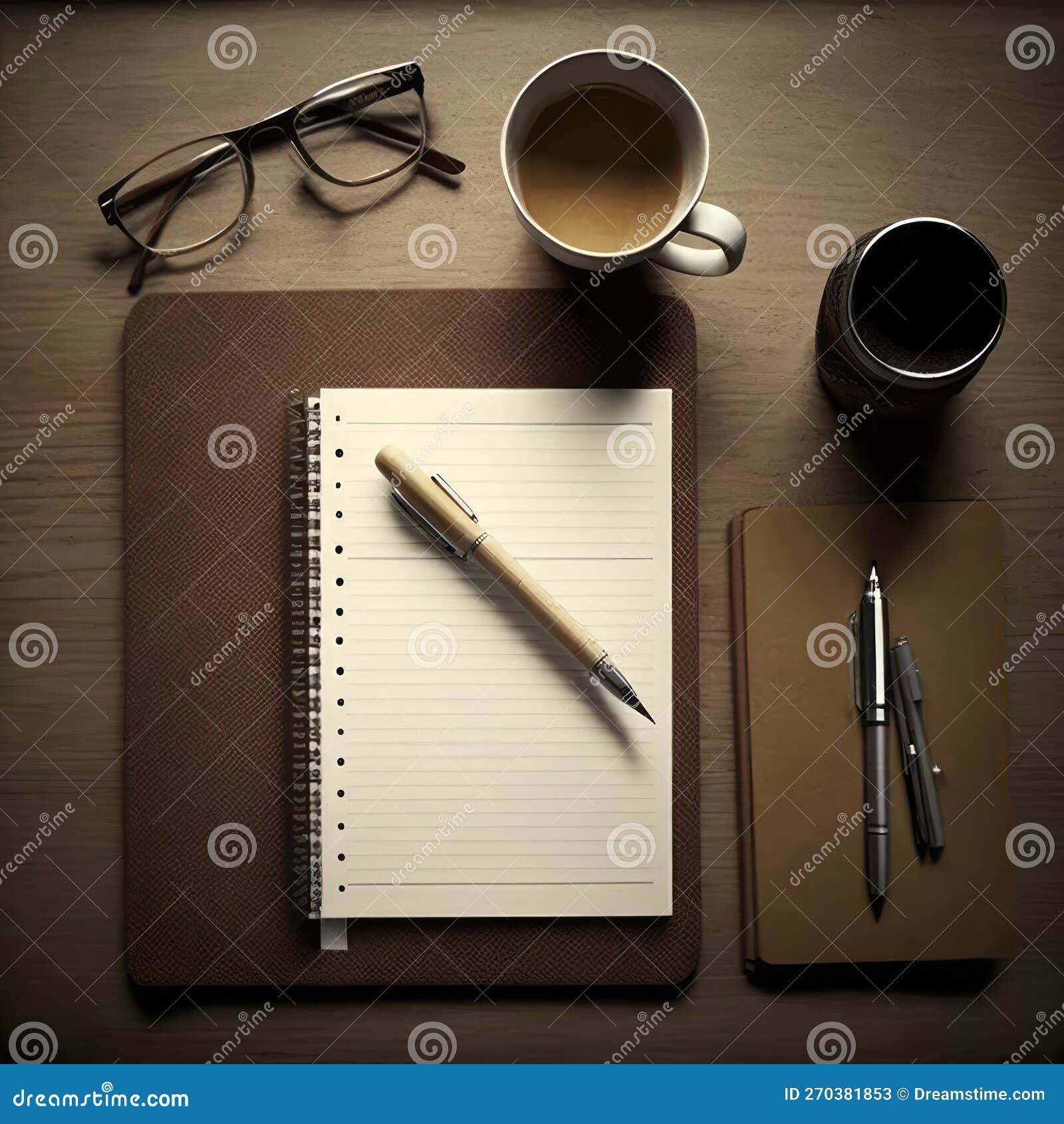 Top View of Stationery Layout Stock Illustration - Illustration of ...