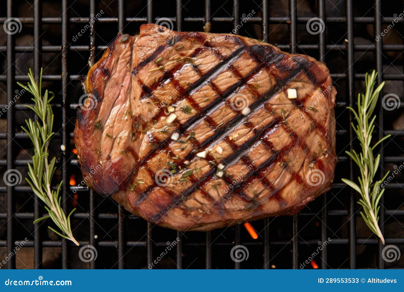 Top View of Steak on Grill with Grill Marks Stock Image - Image of meal ...