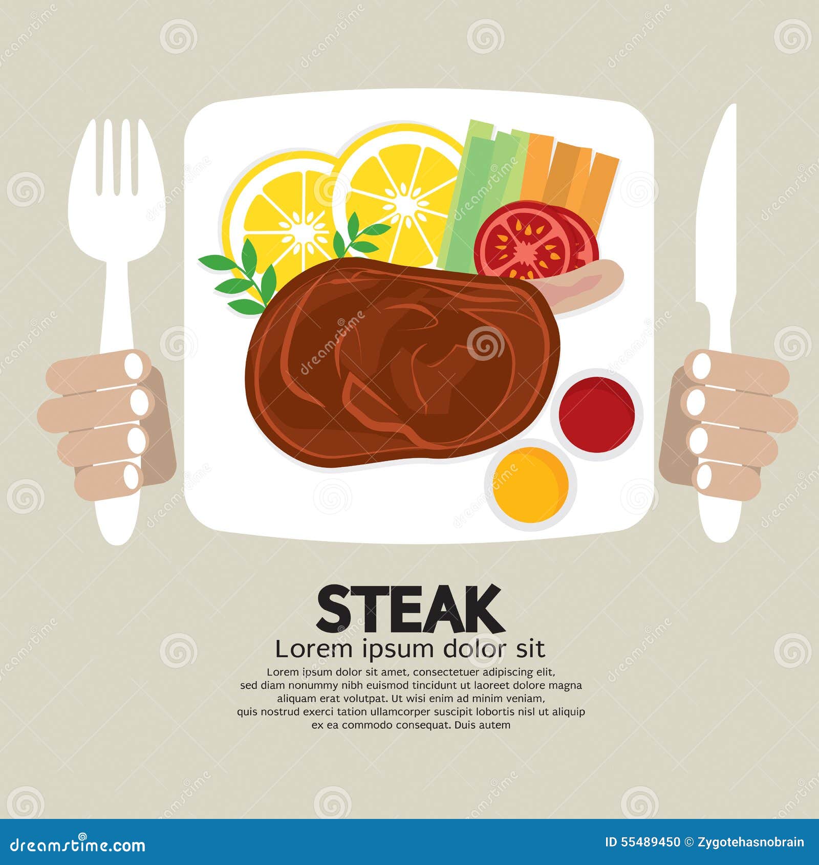 Steak Plate Vector Illustration Hand Drawing | CartoonDealer.com #96698021