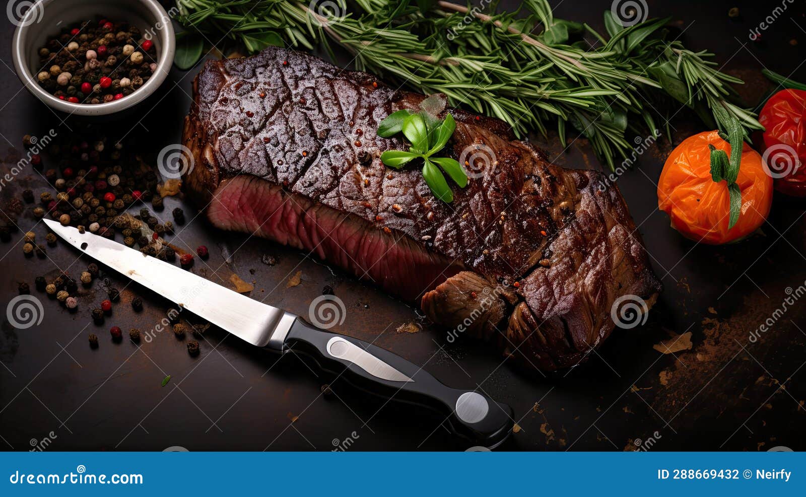 Top view of steak stock photo. Image of kitchen, slice - 288669432
