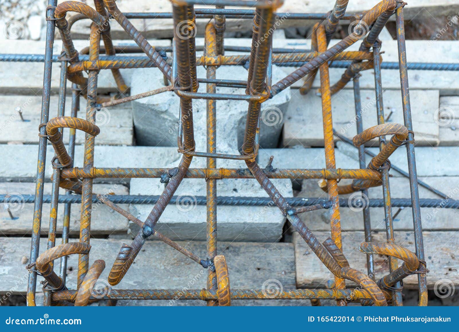 Top View Steelwork of Reinforced Steel Lines for Concrete Structure ...