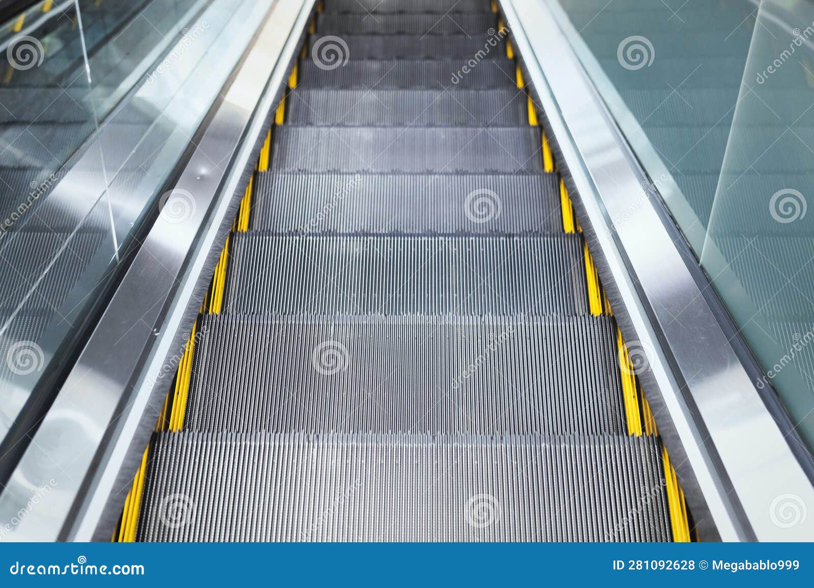 Top View on Steps of Escalator Modern Buildings or Subway Station Stock ...