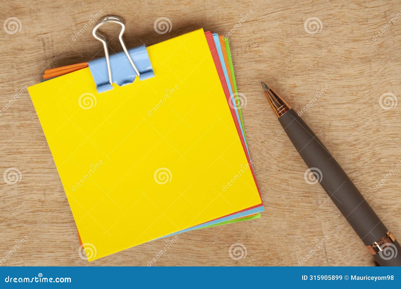 Top View of Sticky Notes on Wooden Background with Customizable Space ...