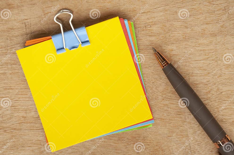 Top View of Sticky Notes on Wooden Background with Customizable Space ...
