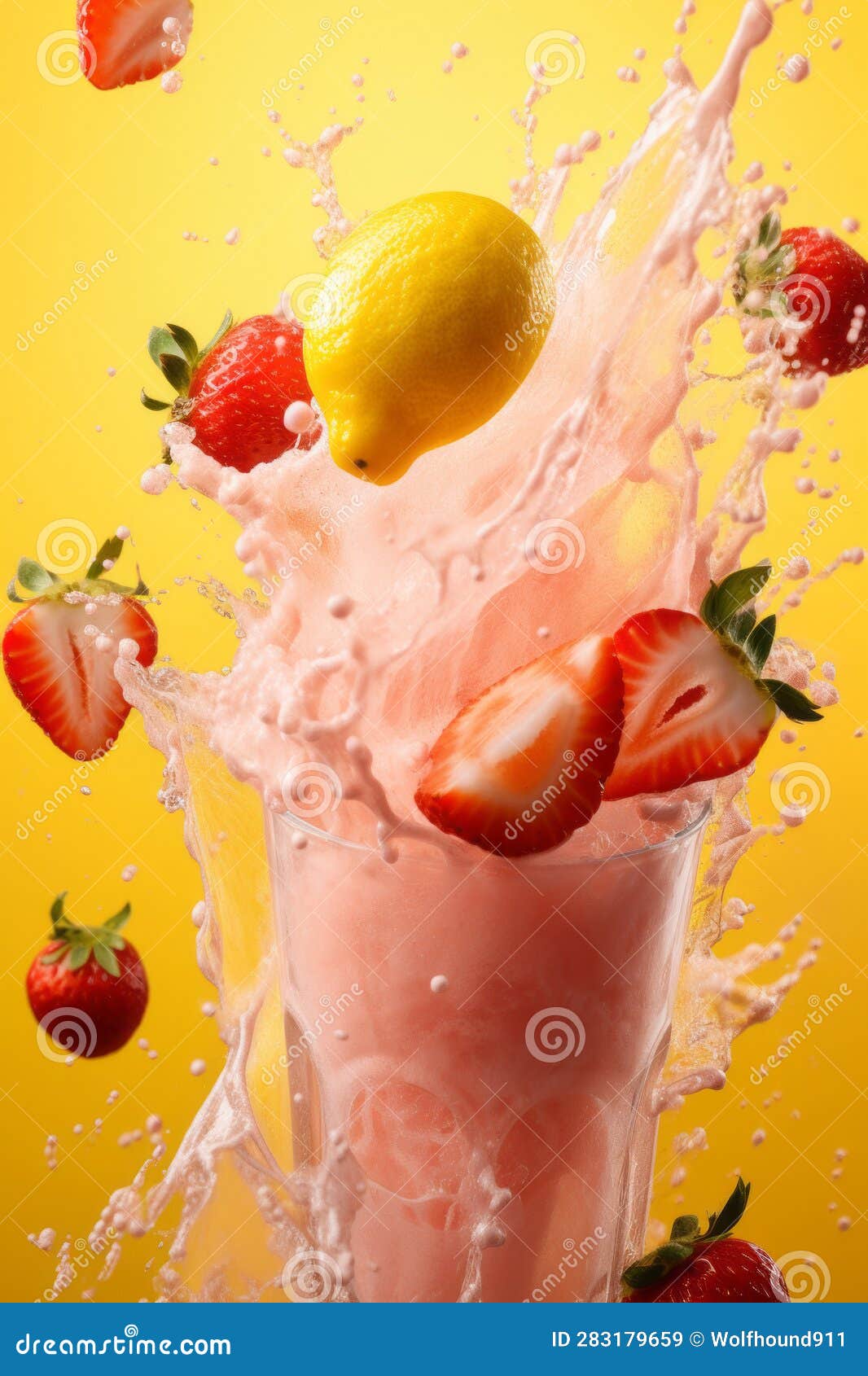 Top View of Strawberry Smoothie Splash in Air. AI Generated Stock ...