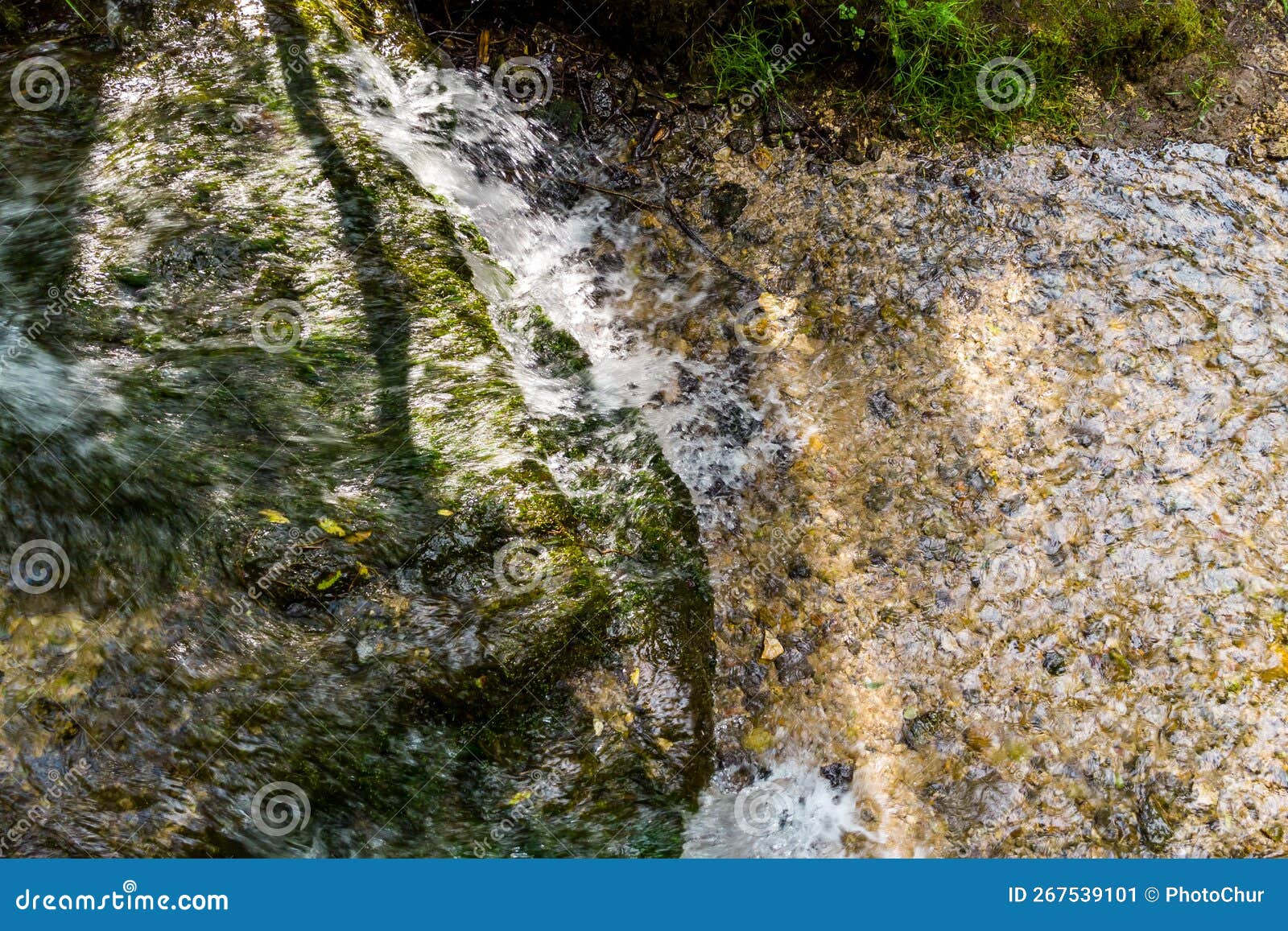 Top View of the Stream Flow and Falling Water from Small Limestone ...