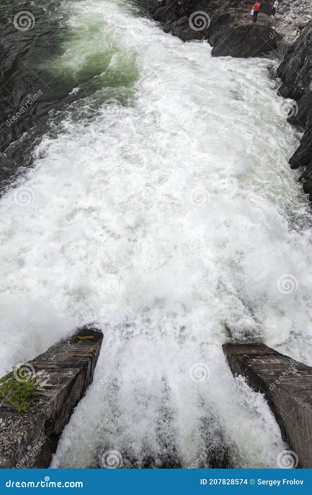 Top View of the Stream of Rough Water Falling from the Hydroelectric ...