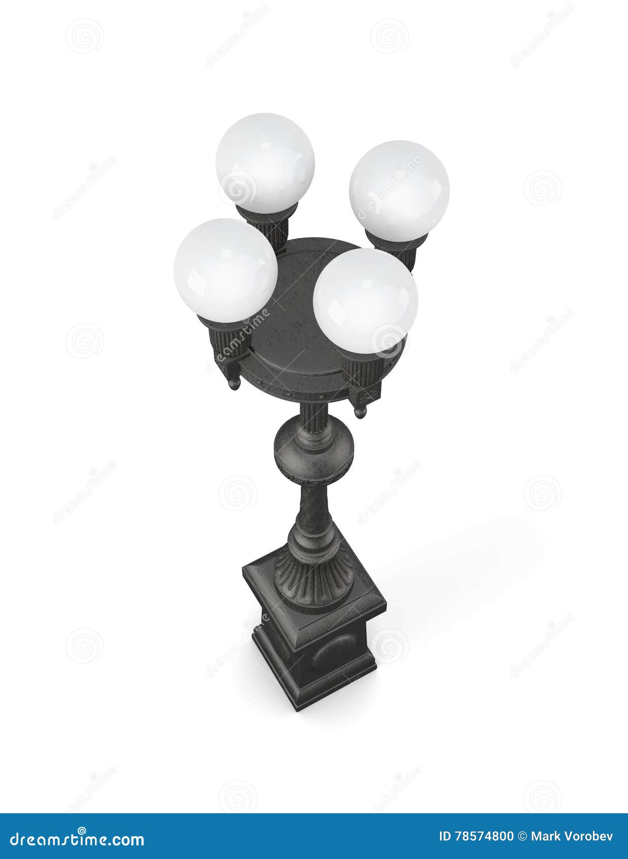 Top View of Street Lamp on White Background. 3d Renderi Stock ...