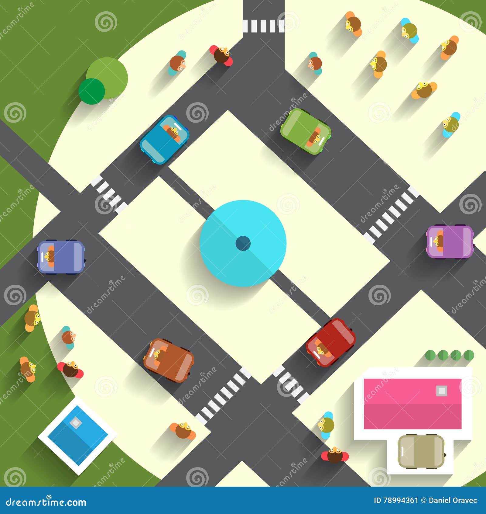 Top View Streets and Cars stock vector. Illustration of flat - 78994361