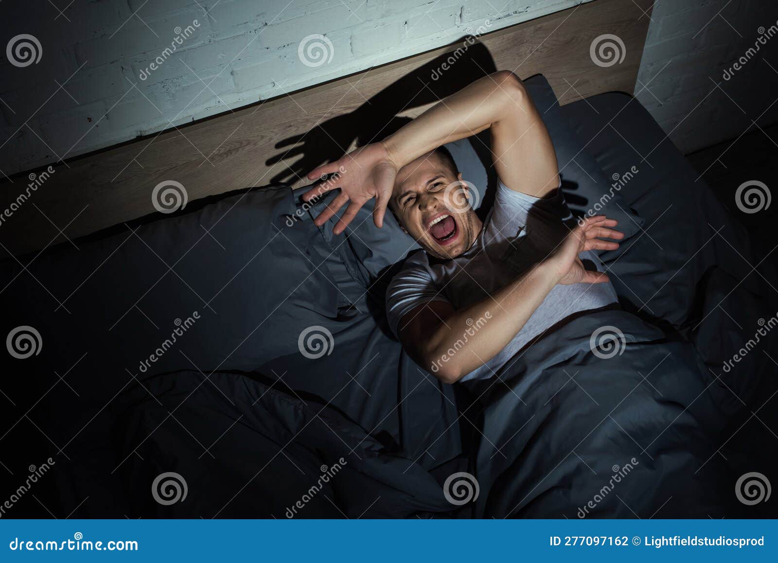Top View of Stressed Man Screaming Stock Photo - Image of shadows ...