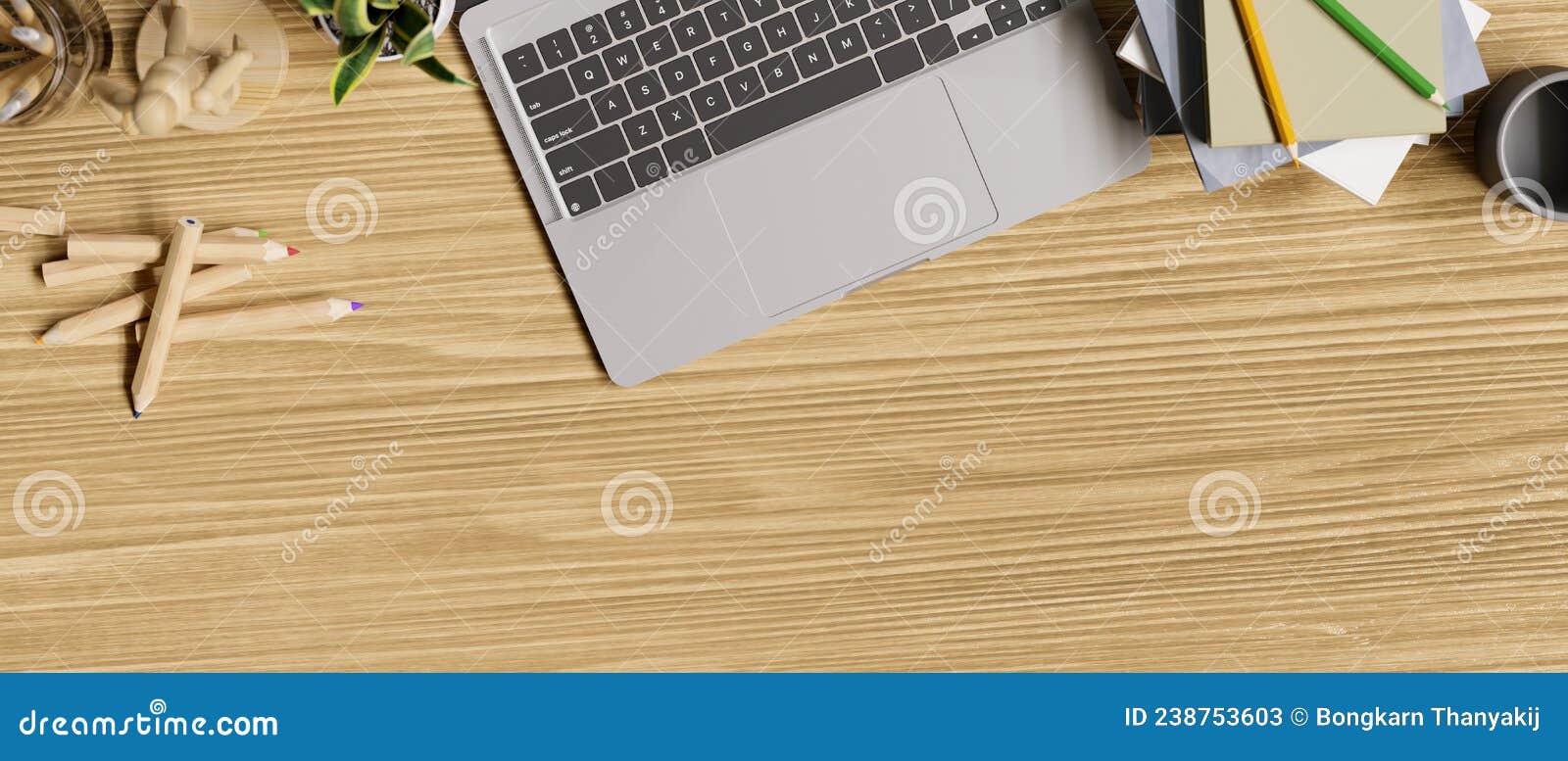 Top View, a Study Table or Workspace with Laptop Computer Stock ...