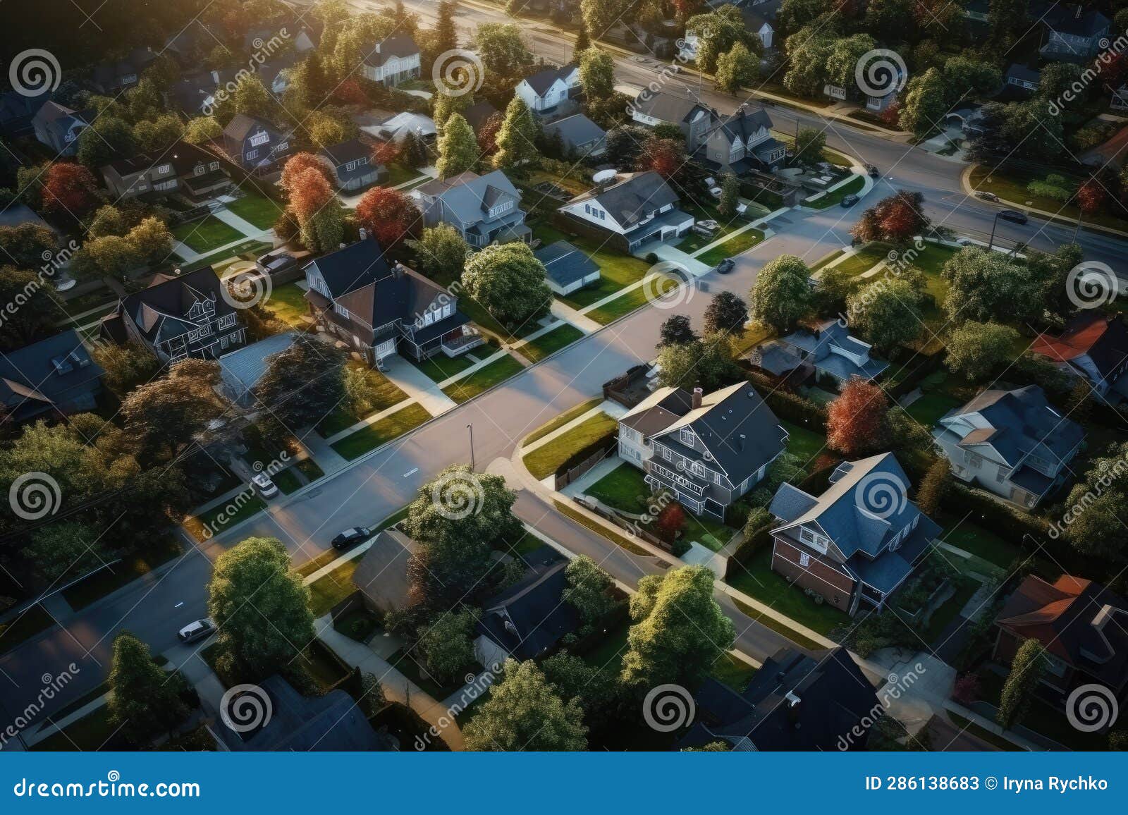 Top View of Suburban Neighborhood, Ai Generated Stock Illustration ...