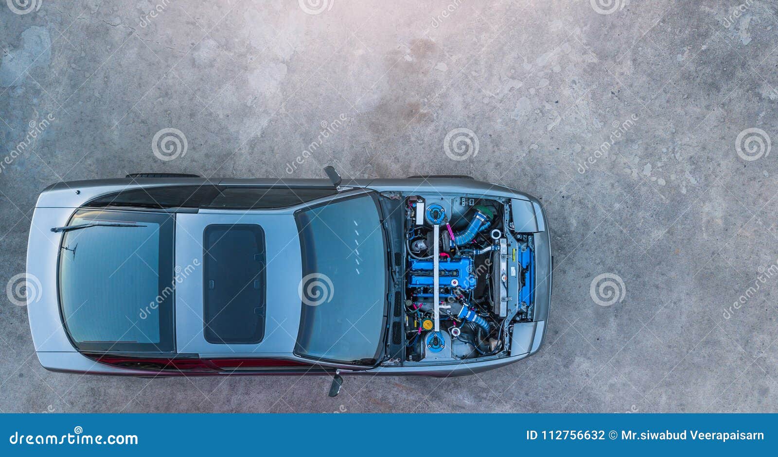 Top View Super Car Engine Open Up. Stock Photo - Image of motor, design ...