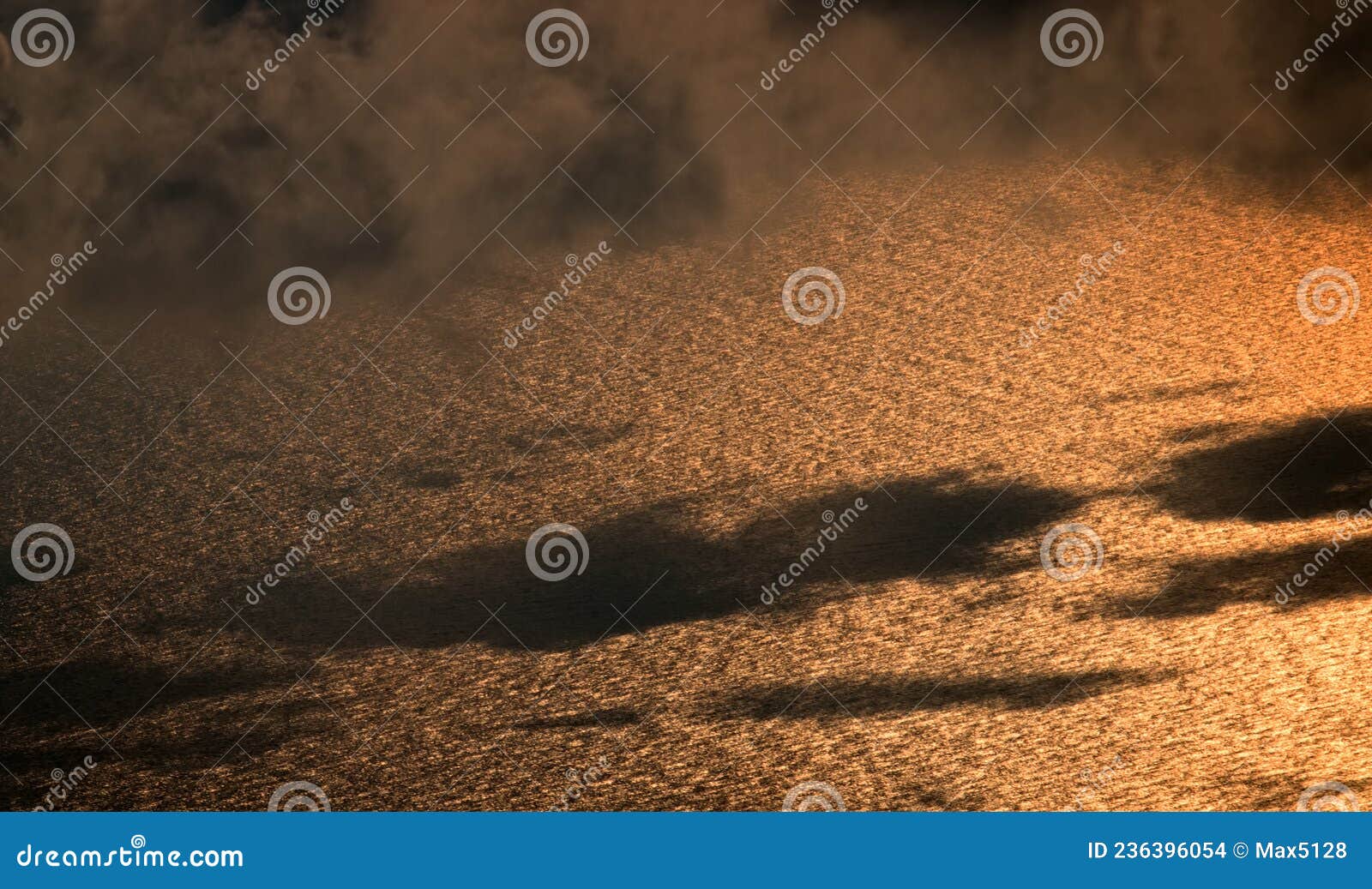 Top View. the Surface of the Sea is Illuminated by the Sun and the ...