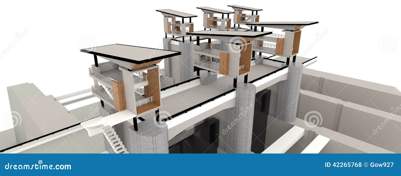 Top View of Surveillance Tower in 3D Exterior Design Stock Illustration ...