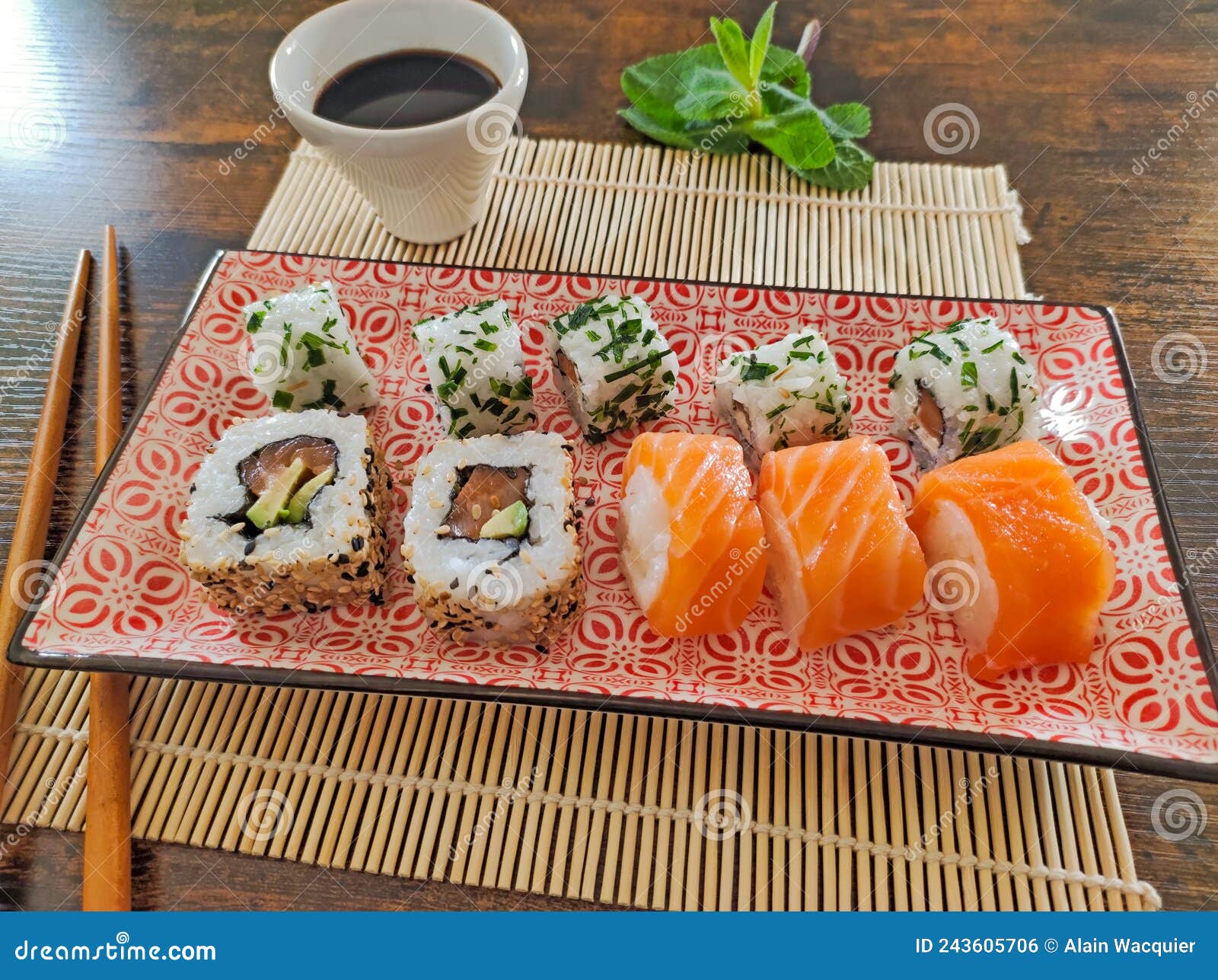 Of Sushi Set with Different Types of Maki Rolls Stock Photo - Image of ...