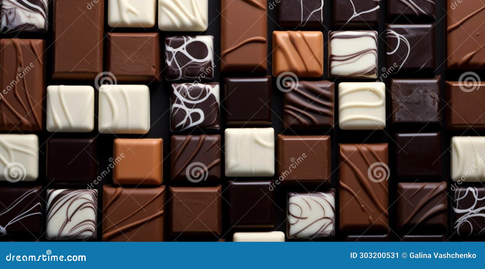 Top View Sweet Background with Assortment of Square-shaped Chocolates ...