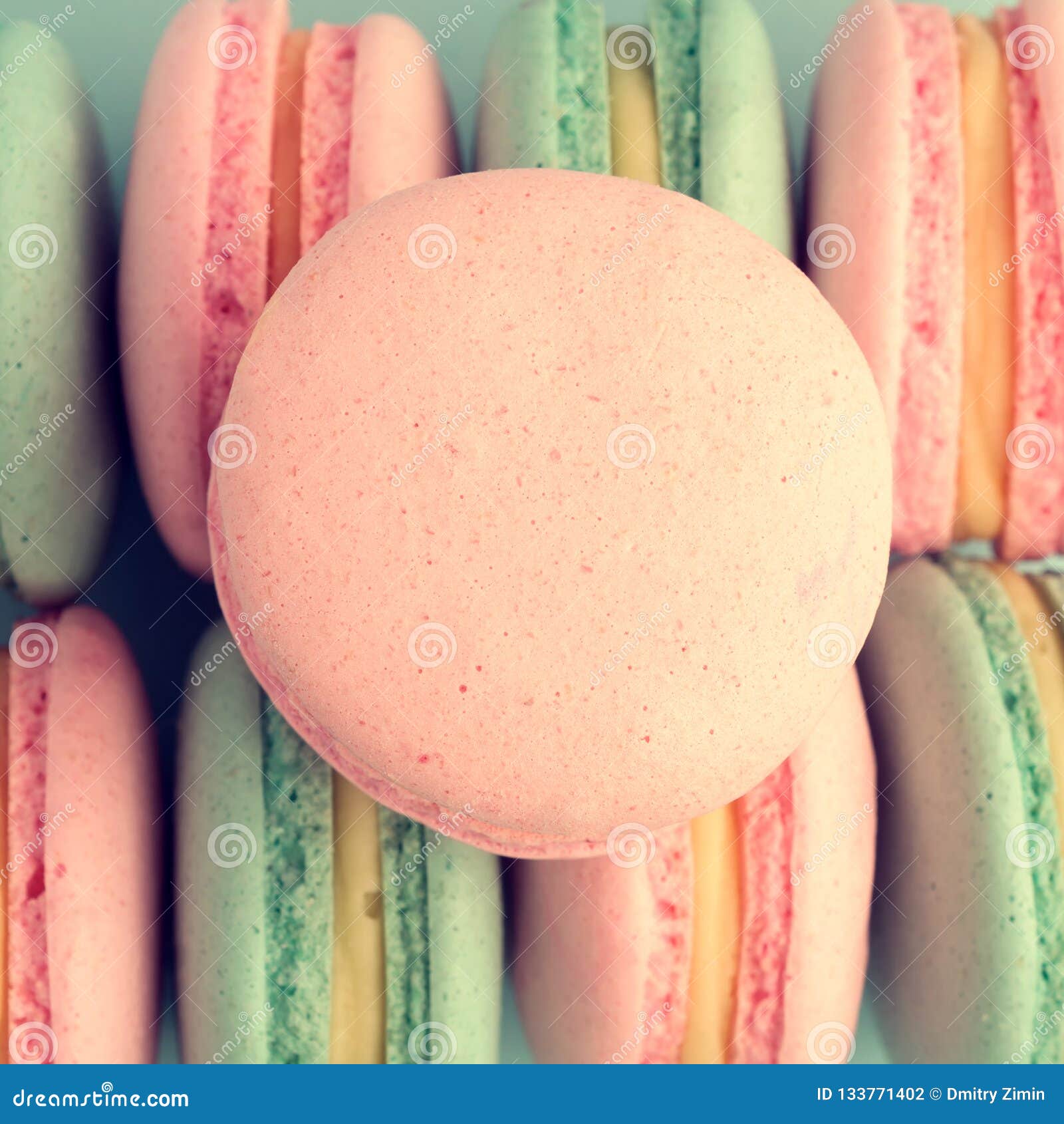 Top View of Sweet Pink Macaroon Stock Photo - Image of round, copyspace ...