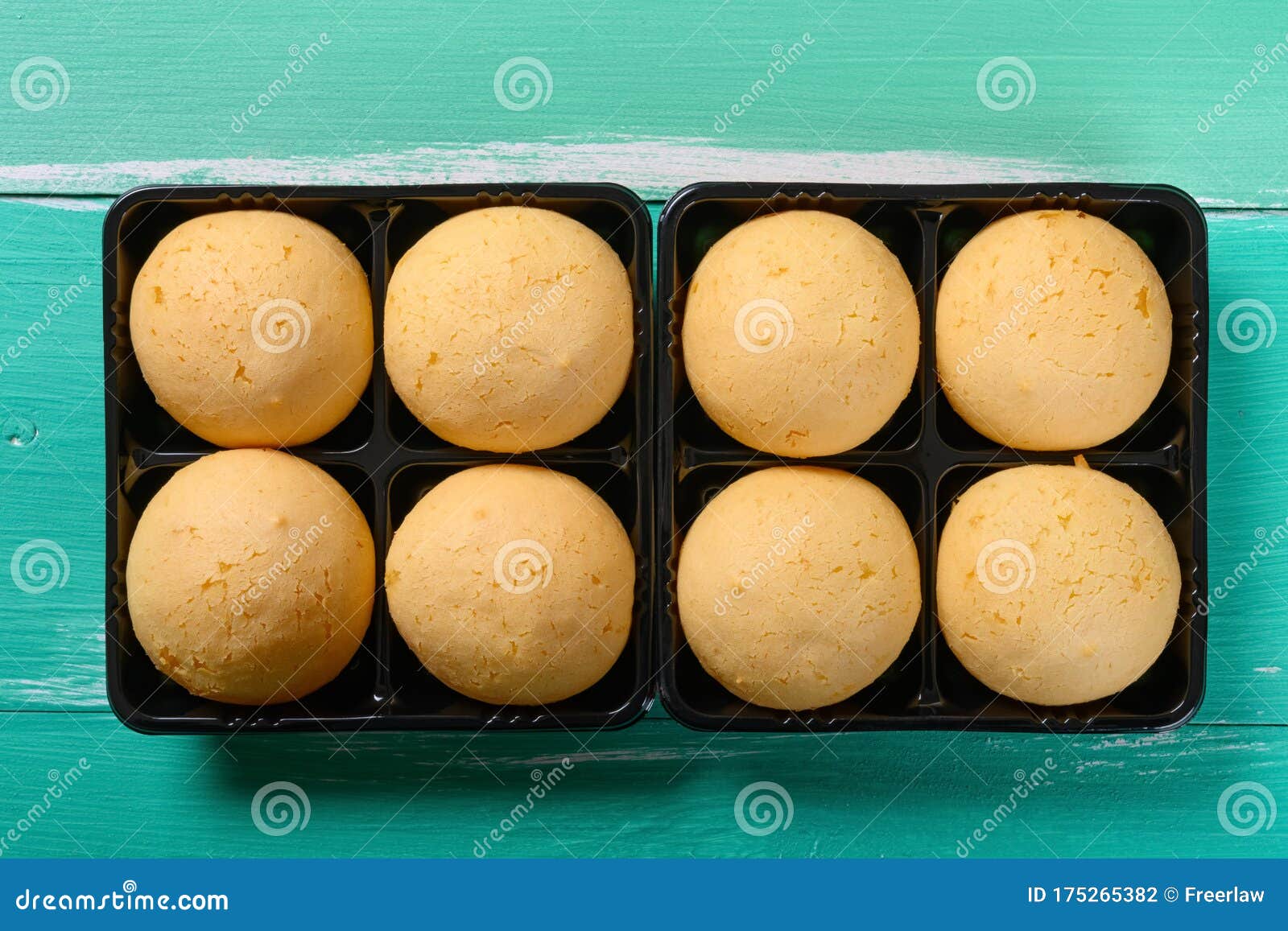 Top View Sweet Puffs on Green Table Stock Photo - Image of golden ...