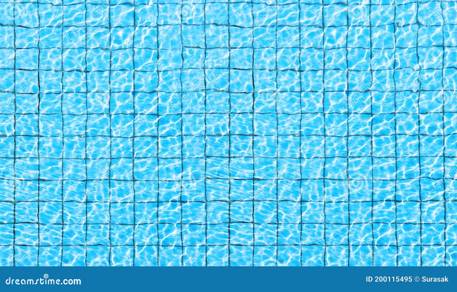 Top View of Swimming Pool Bottom Caustics Ripple and Flow with Waves ...