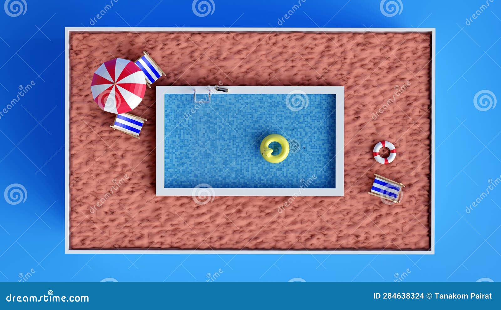 Top View of Swimming Pool on Summer Vacation with Minimal Concept Stock ...