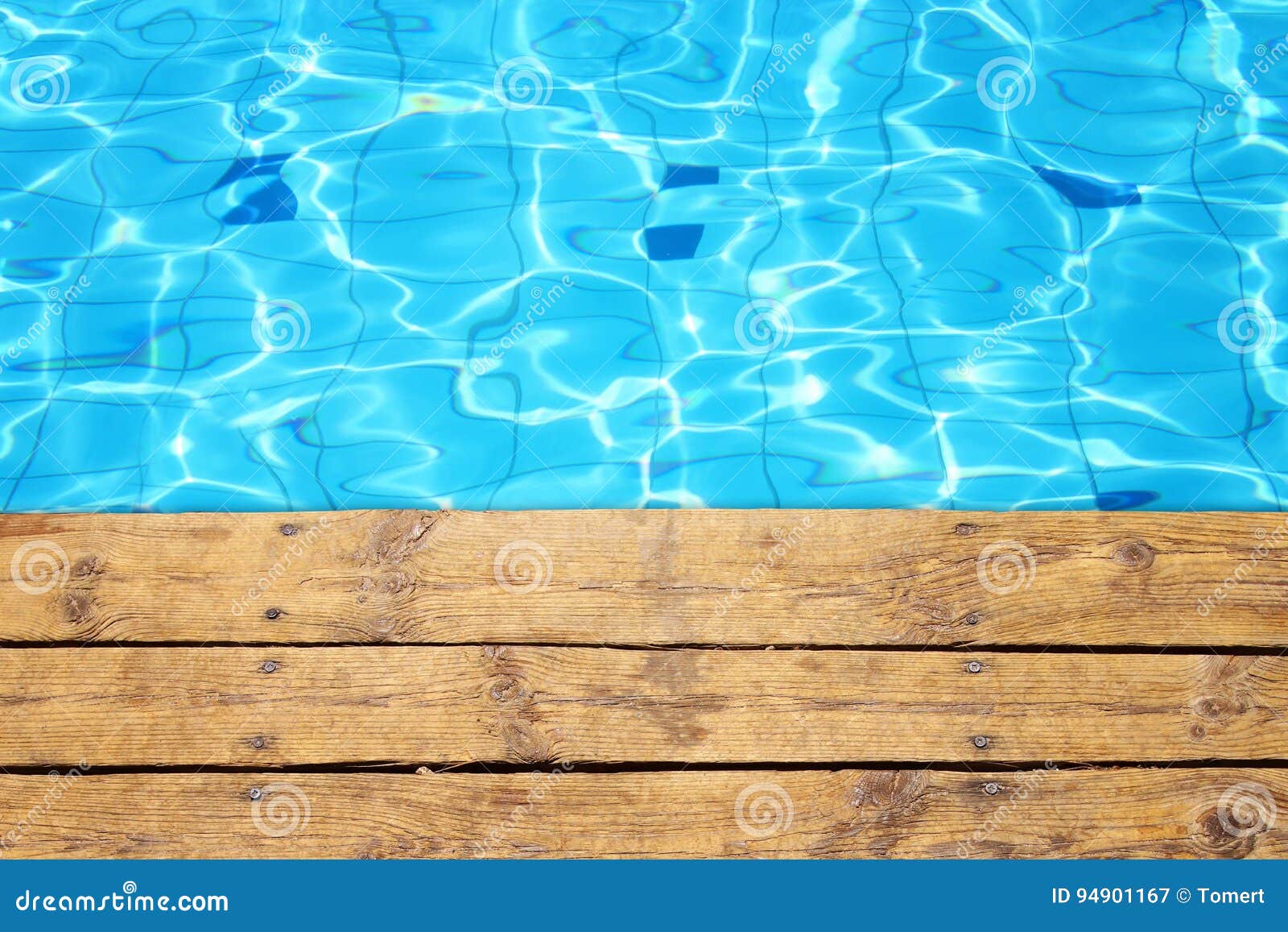 Top View of Swimming Pool and Wooden Deck Background Stock Image ...