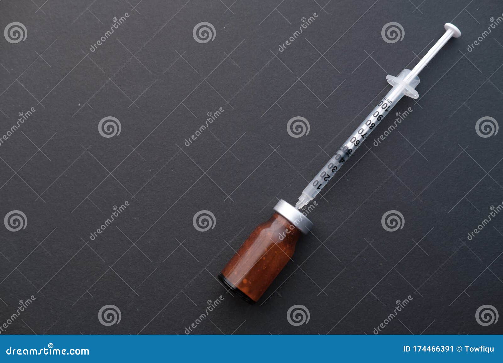 Top View of Syringe on Black Background Stock Image - Image of therapy ...
