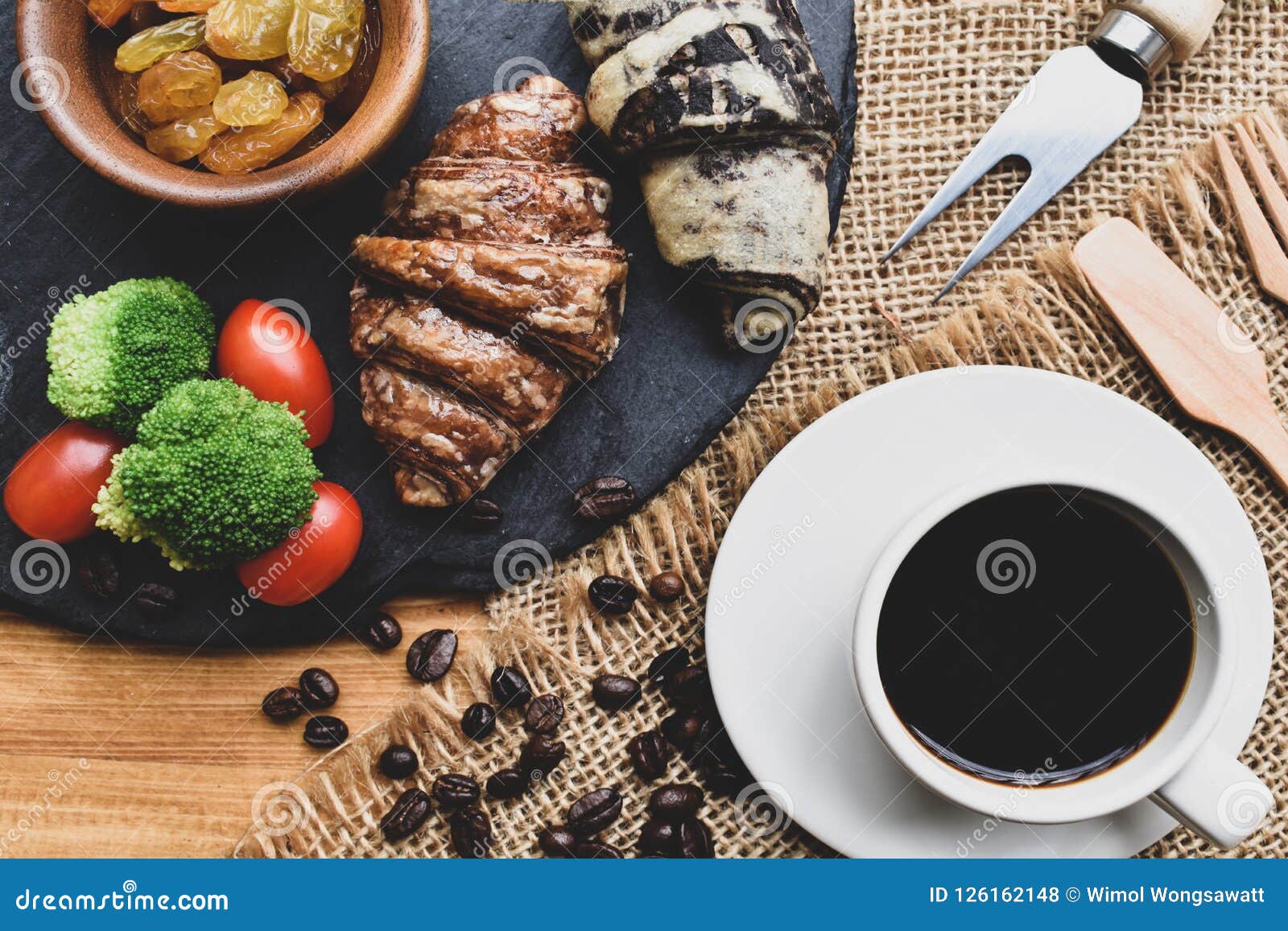 Top View Table of Breakfast Stock Photo - Image of tomatoes, bread ...