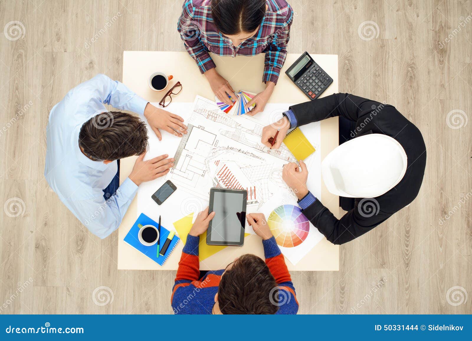 Top View Table with Creative Team Stock Photo - Image of business ...