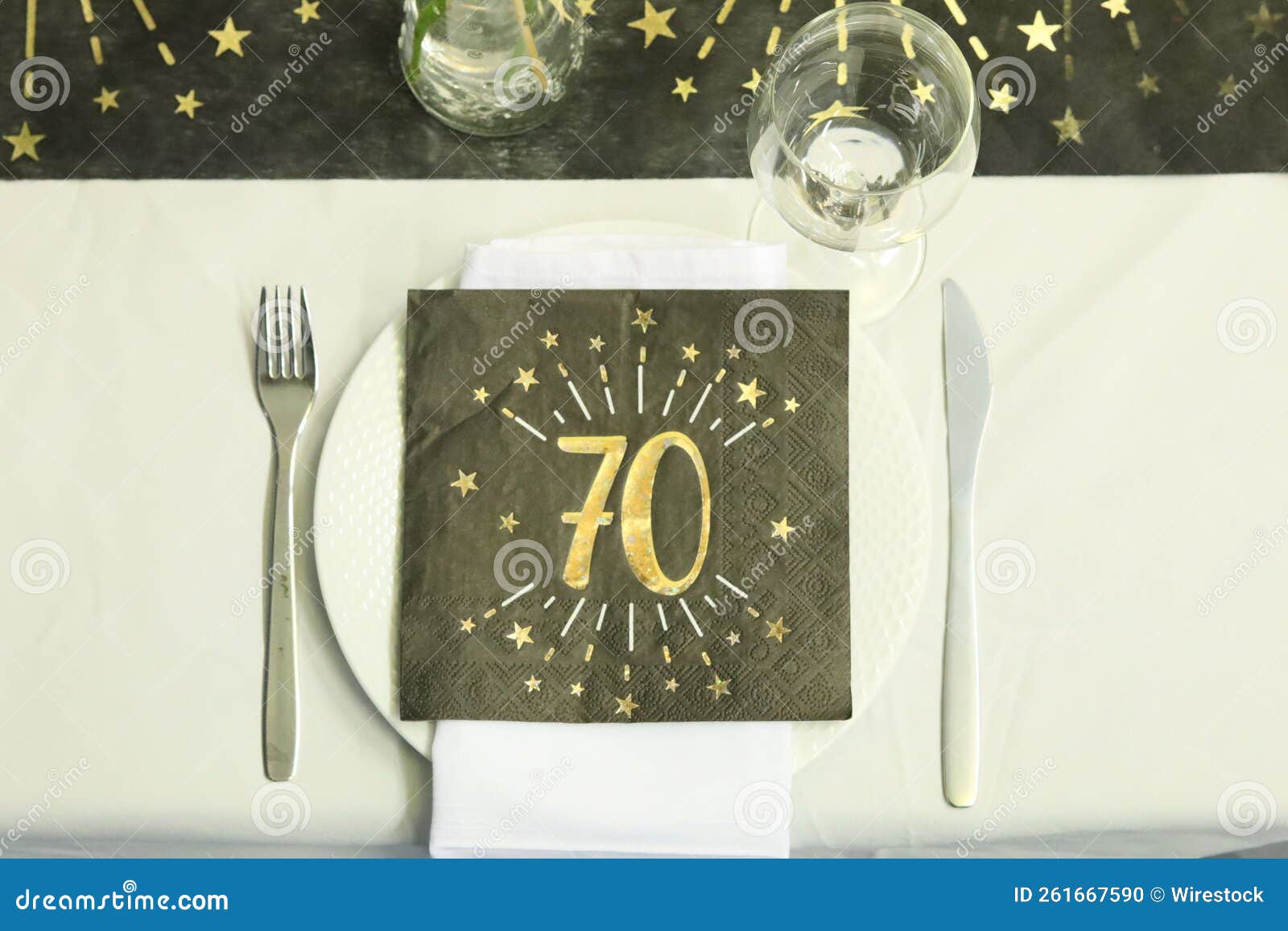 Top View of Table Decorations for 70th Anniversary or Birthday ...