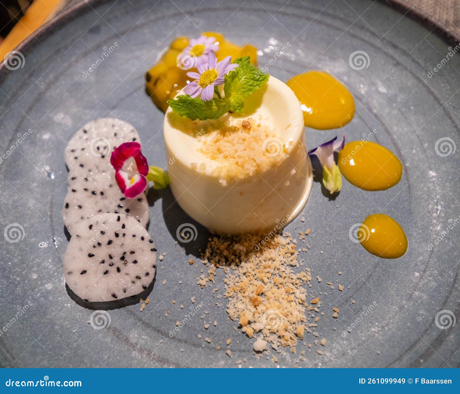 Top View at Table with Dessert and Fruit Stock Image - Image of closeup ...