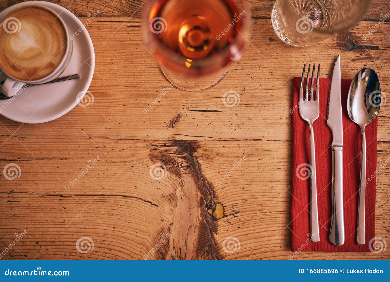 Top View of a Table Dining Setup for One Person with Copy Space Stock ...