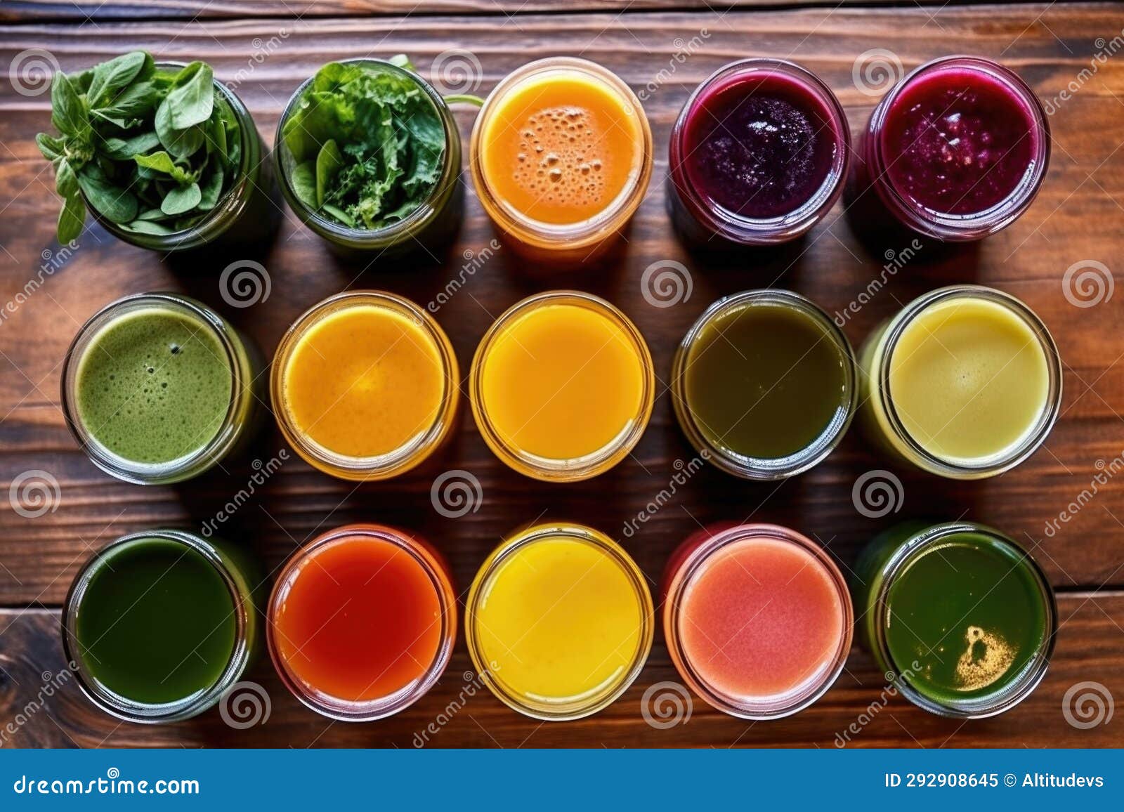 Top View of a Table Full of Various Cold Pressed Juices Stock Image ...