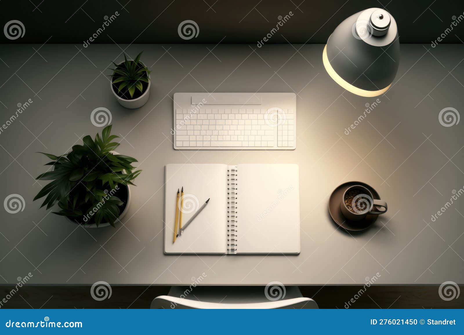 Top View of Table with Objects for Work. Beautiful Illustration Picture ...