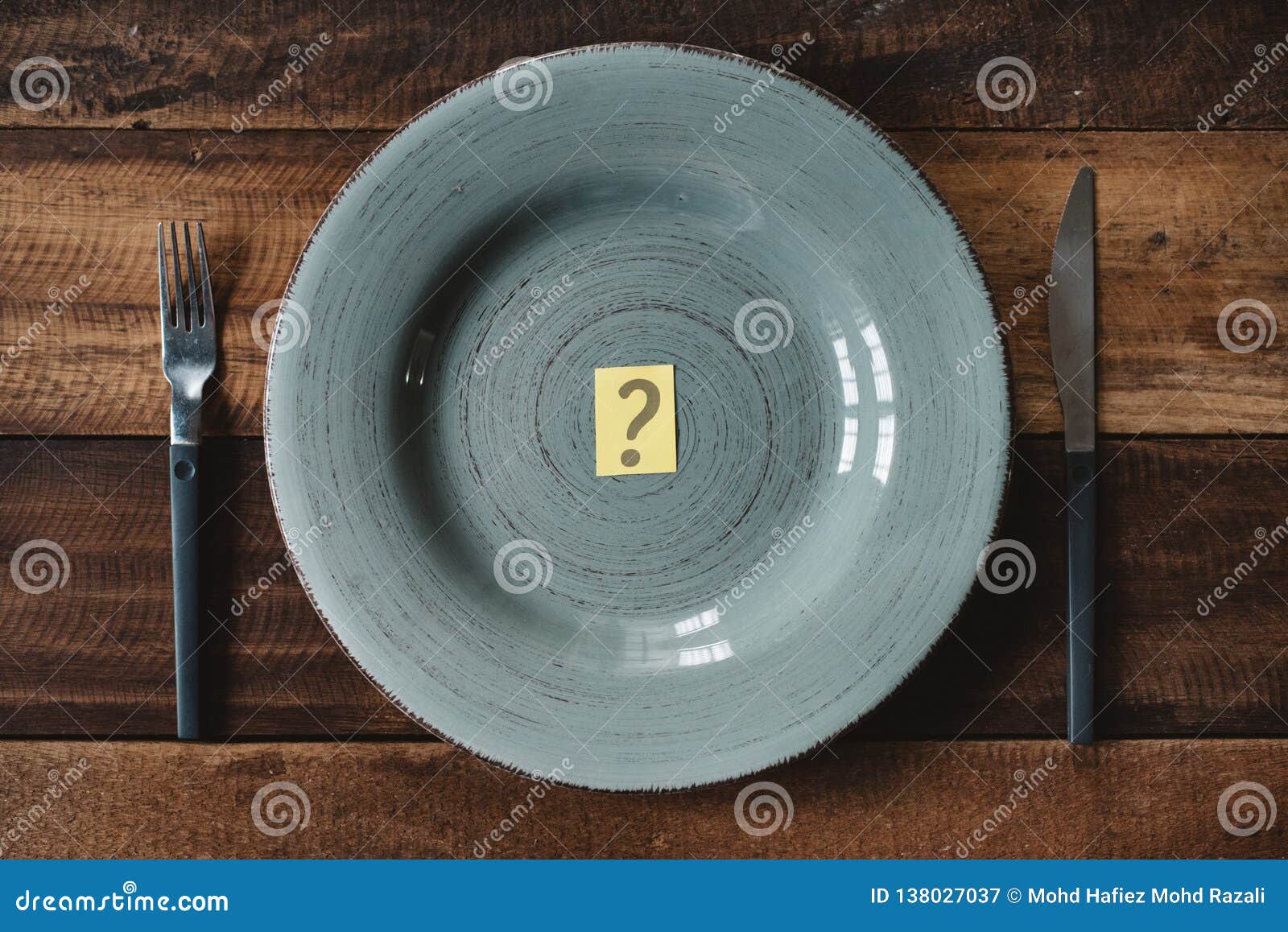 Top View of a Table Set of Cutlery with Question Mark in a Plate. Stock ...